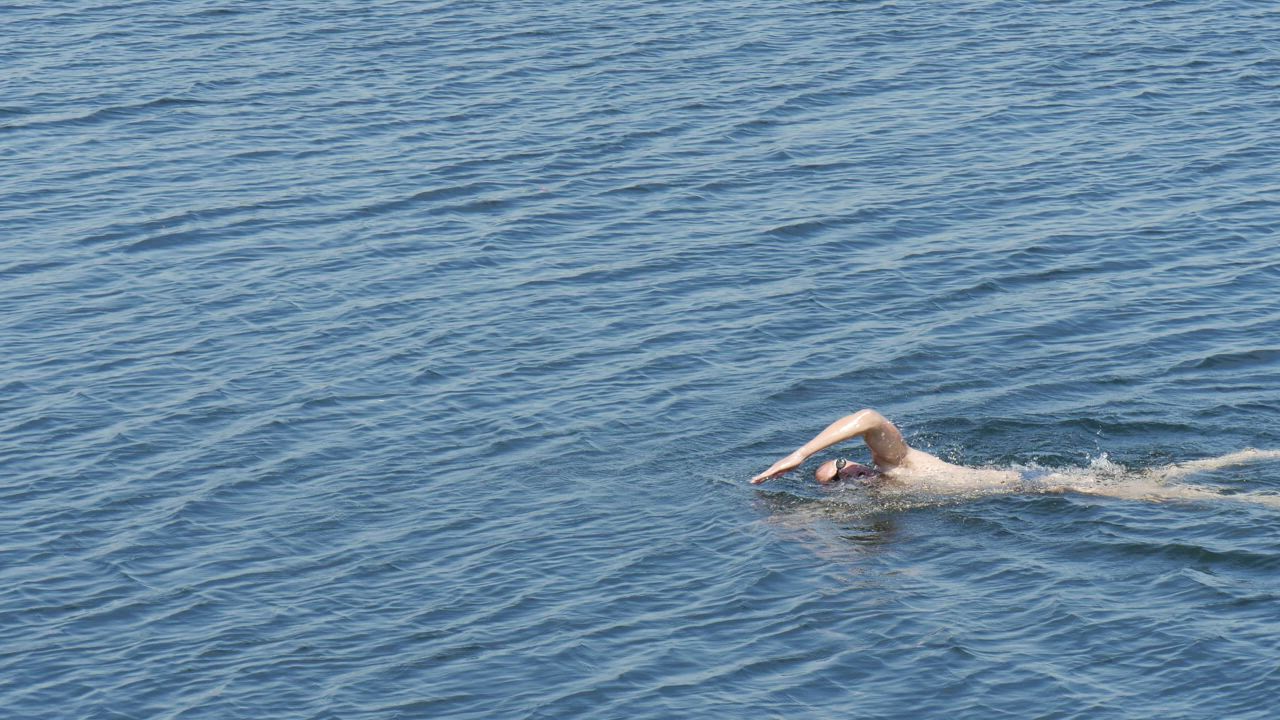 Man swimming in the lake - Free Stock Video