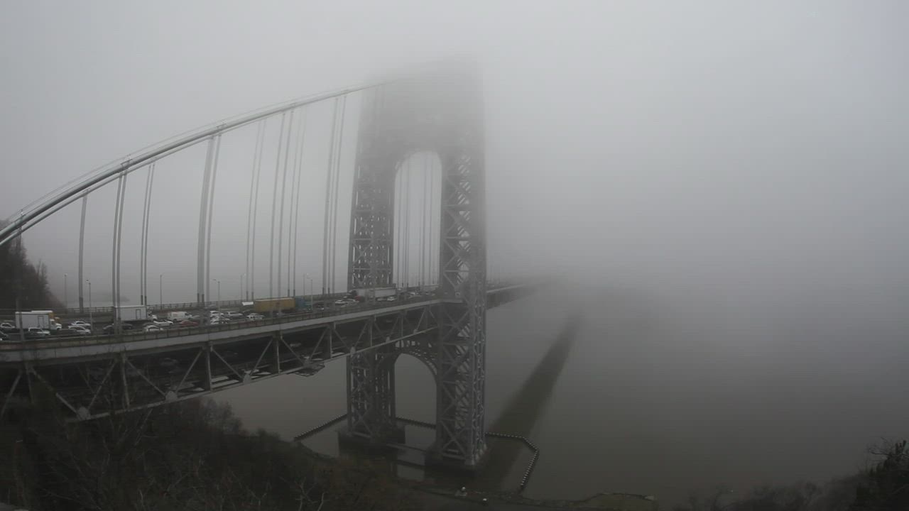 Deep fog on the Washington Bridge - Free Stock Video