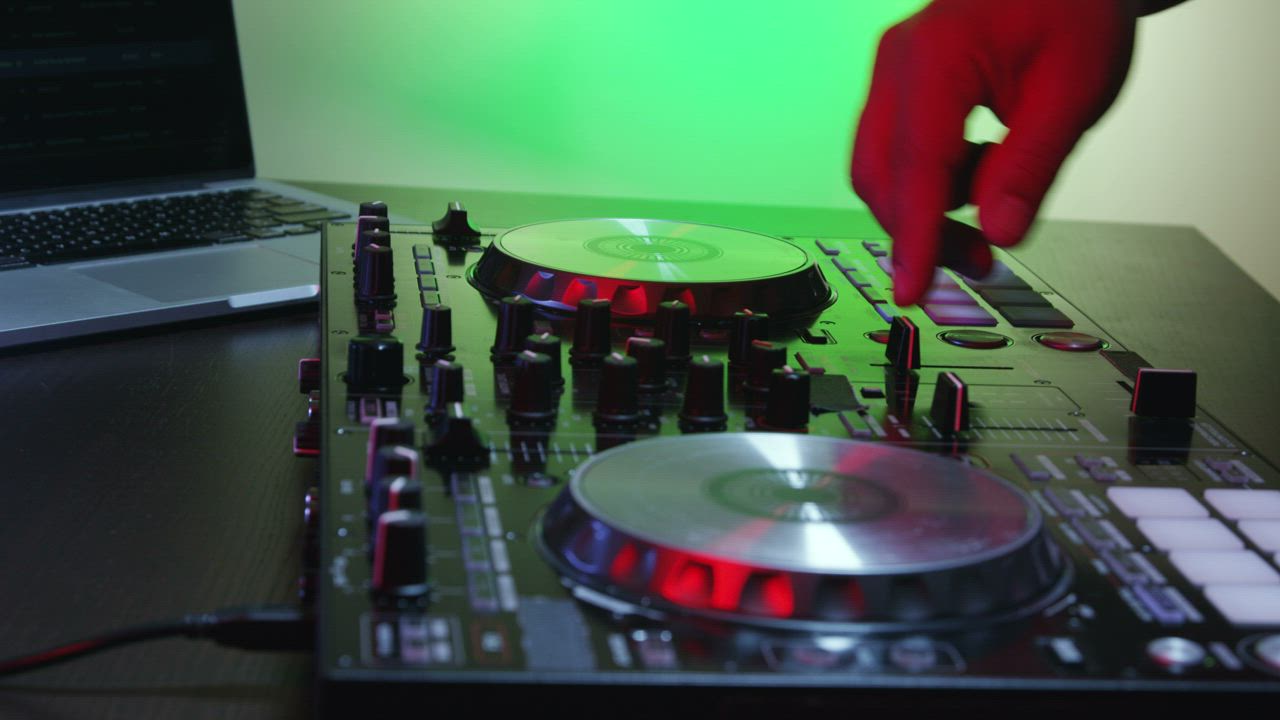Using a mixing table and a laptop - Free Stock Video