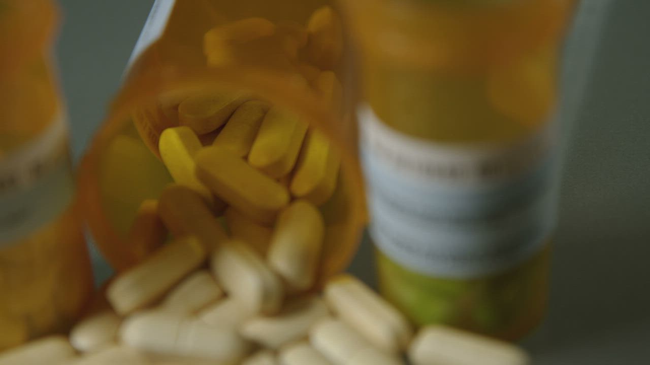 Prescription bottles and medication - Free Stock Video