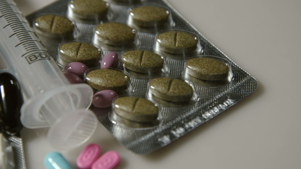 Prescription medication packets - Free Stock Video