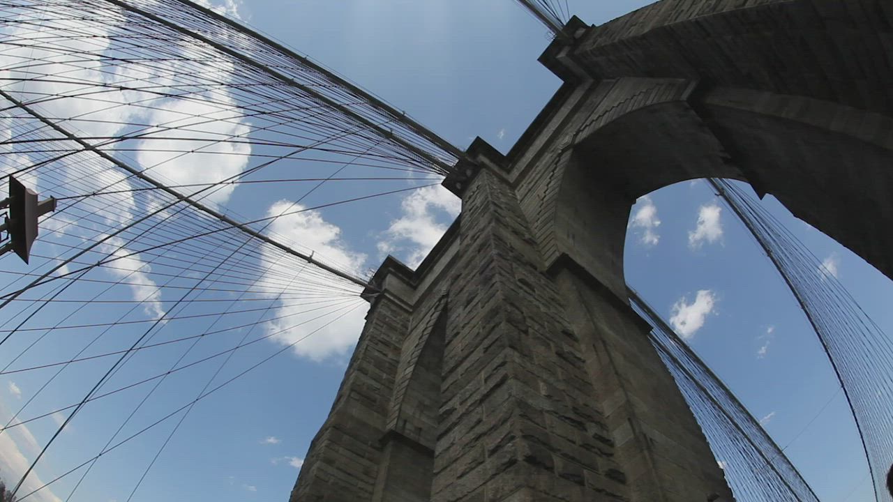 Looking up on the Brooklyn Bridge - Free Stock Video