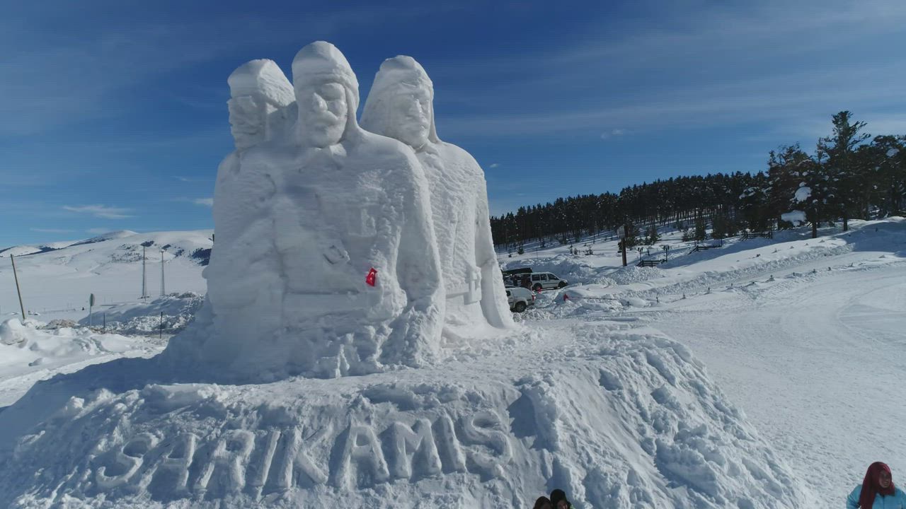 Sculpture made out of snow - Free Stock Video