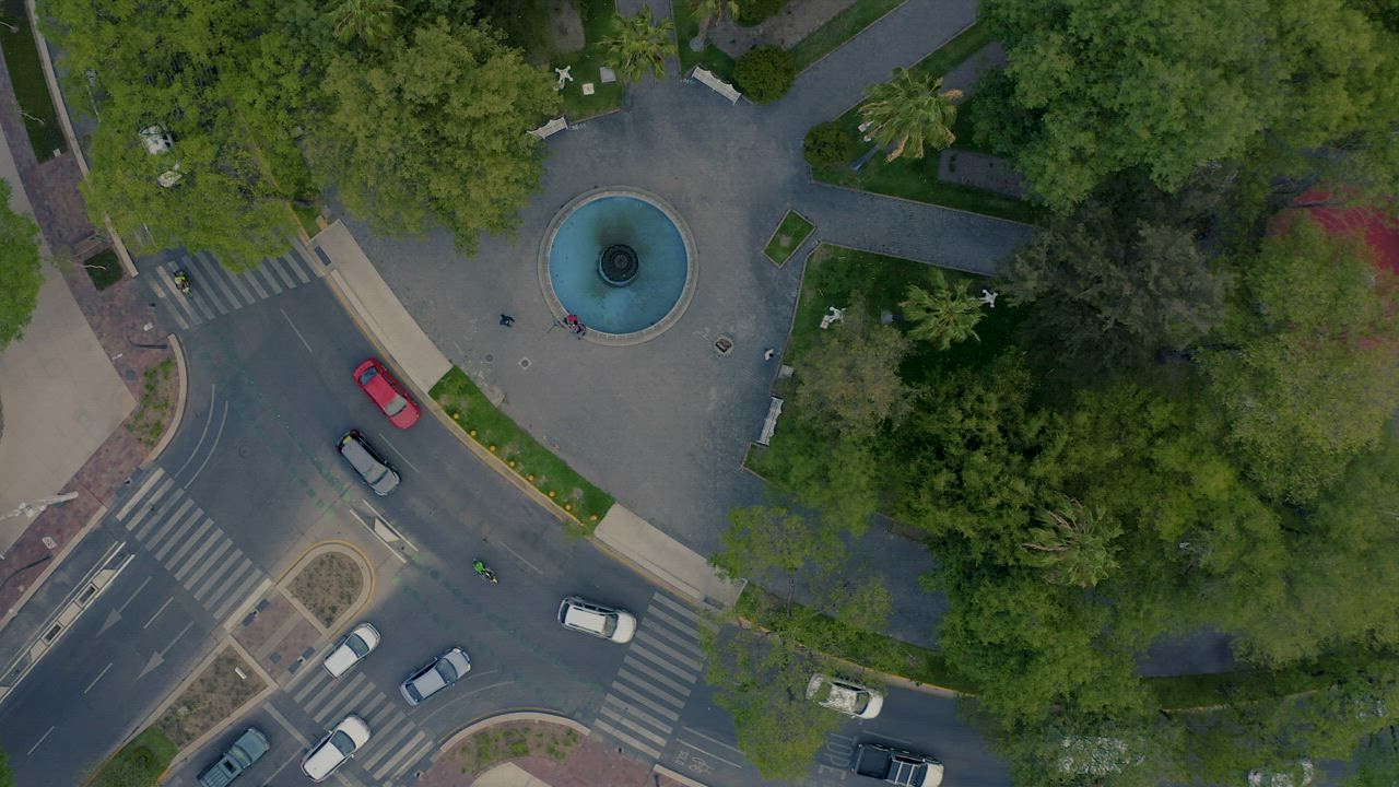 Park inside a roundabout, top shot - Free Stock Video