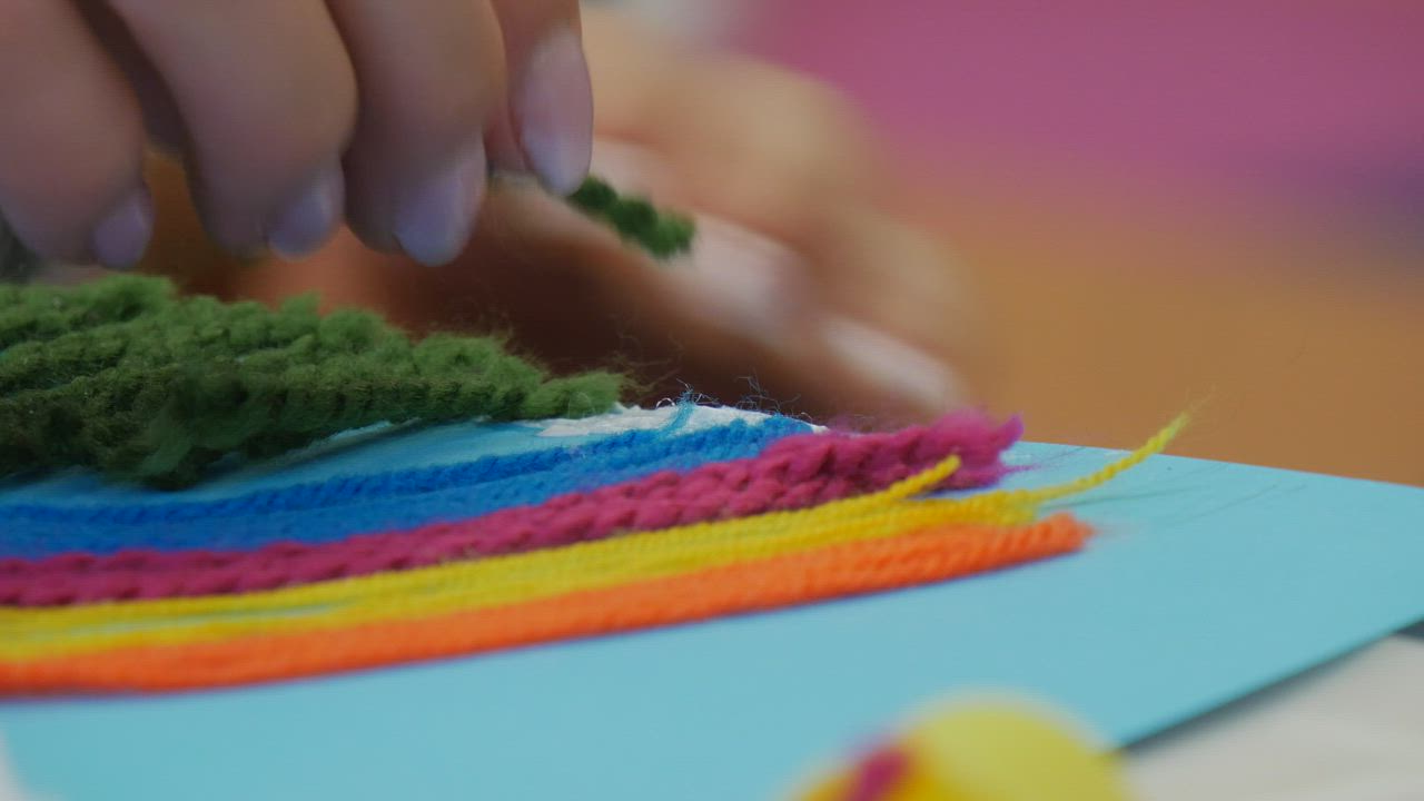Woman hands working on handwork at school - Free Stock Video