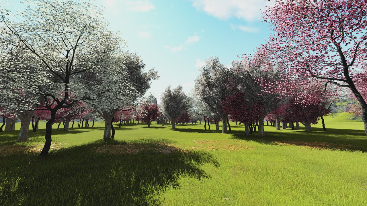 3D animation of a garden in spring - Free Stock Video