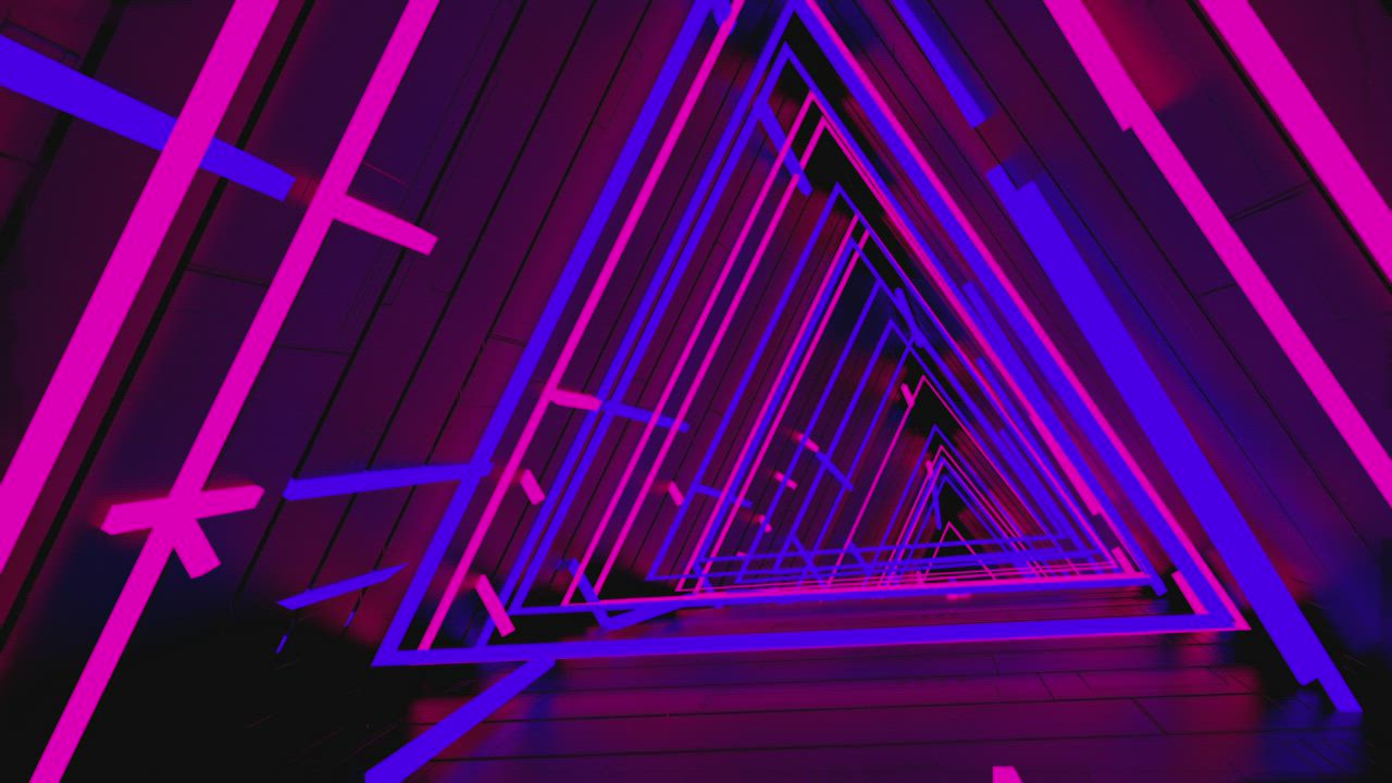 Neon cyberpunk triangle tunnel - Free Stock Video