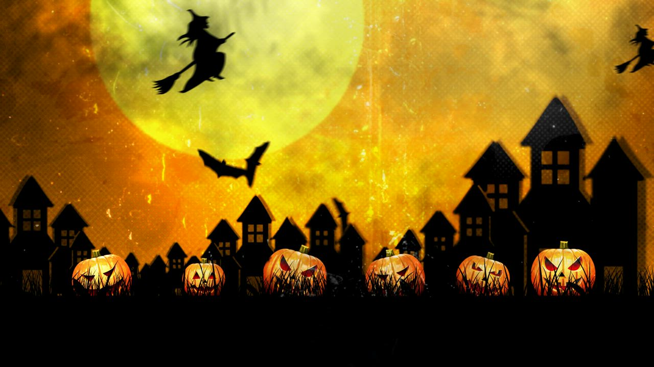 Bats and witches on Halloween, 2D animation - Free Stock Video