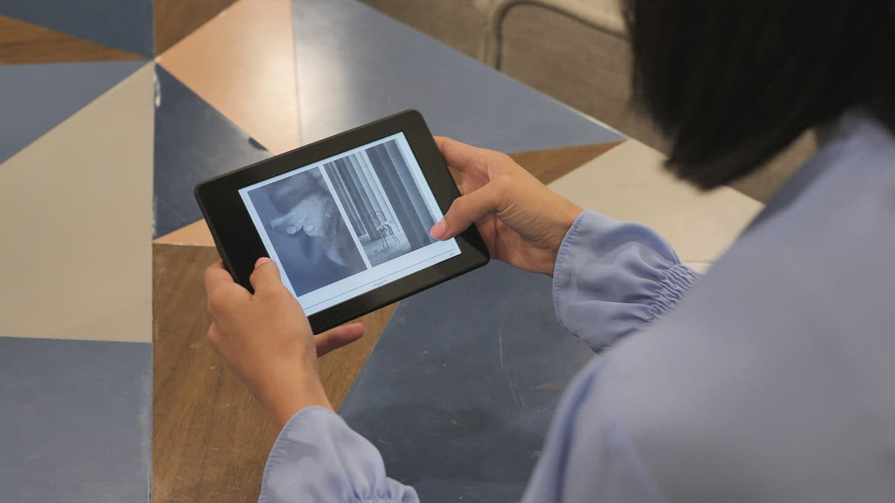 Reading a tablet device - Free Stock Video