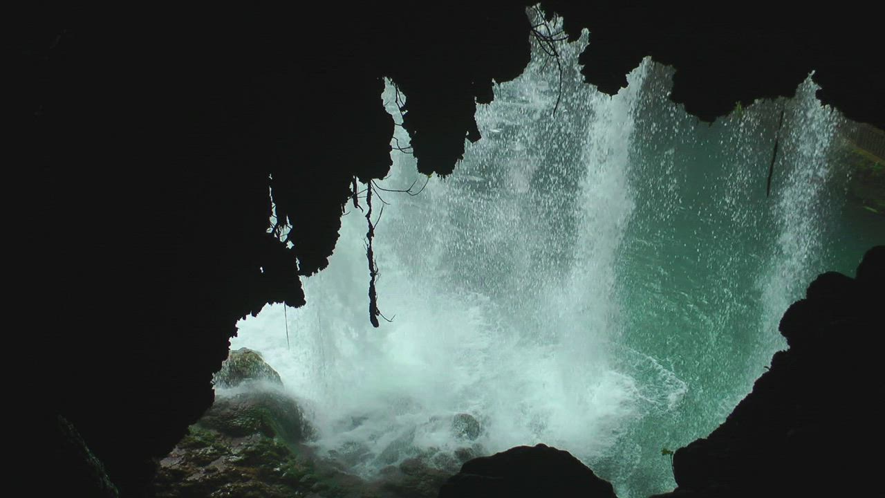 Waterfall seen from inside - Free Stock Video