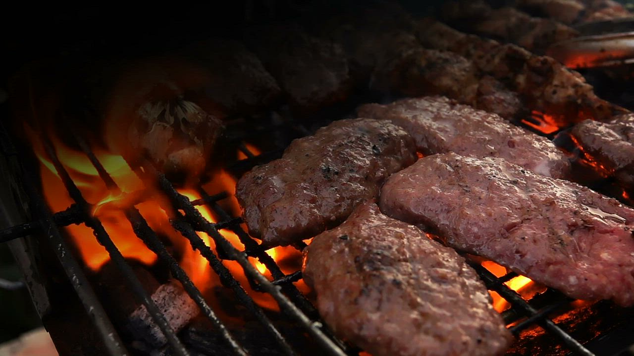 Cooking roast beef, slow motion - Free Stock Video