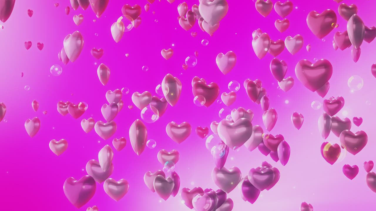 Heart-shaped balloons rising on pink background - Free Stock Video