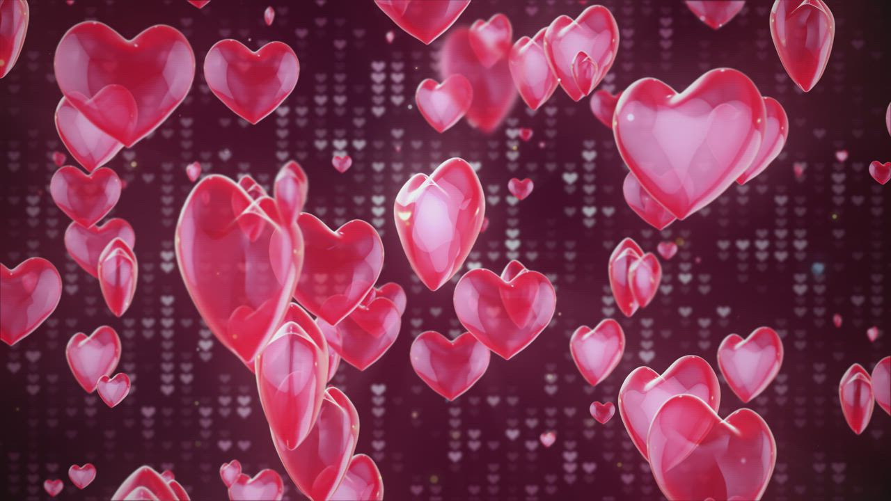 Crystal hearts rising, 3D animation - Free Stock Video