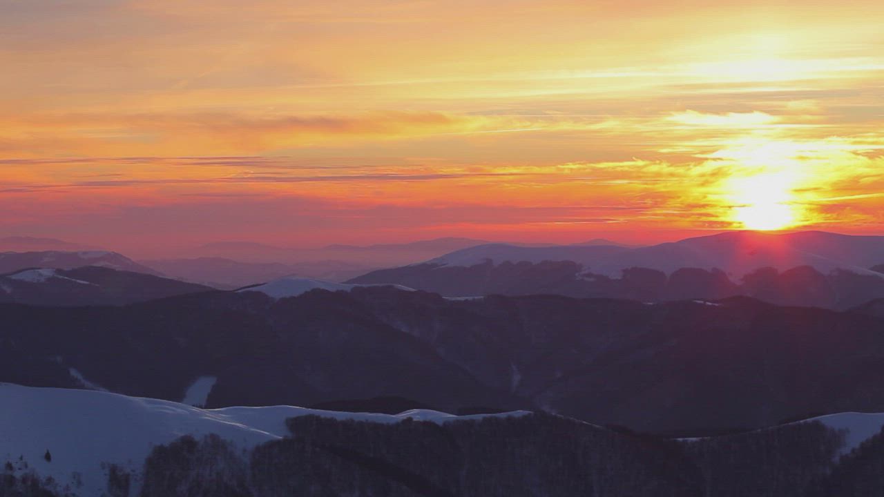 Red sky in the mountains - Free Stock Video
