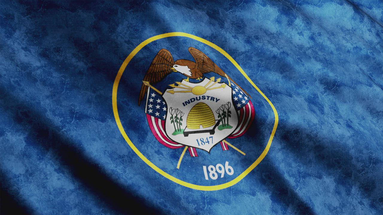Utah State 3D animation flag - Free Stock Video