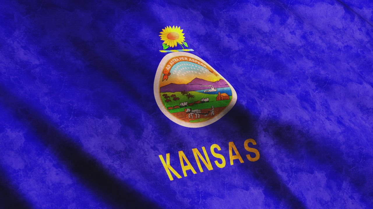 Kansas State flag from USA - Free Stock Video