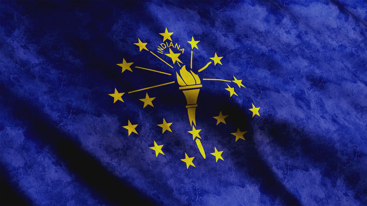 Indiana State flag waving in the wind - Free Stock Video