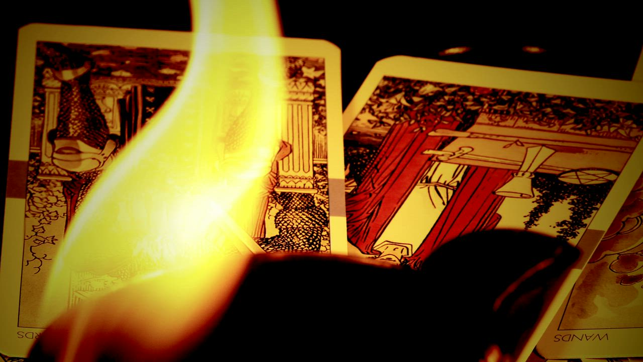 Witchcraft letters from a burning fortune teller - Free Stock Video