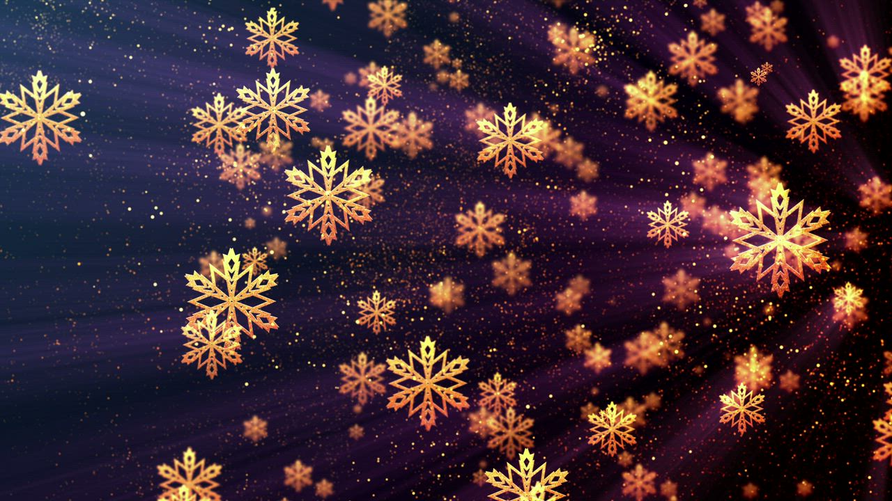 Floating Christmas Gold Snowflakes - Free Stock Video