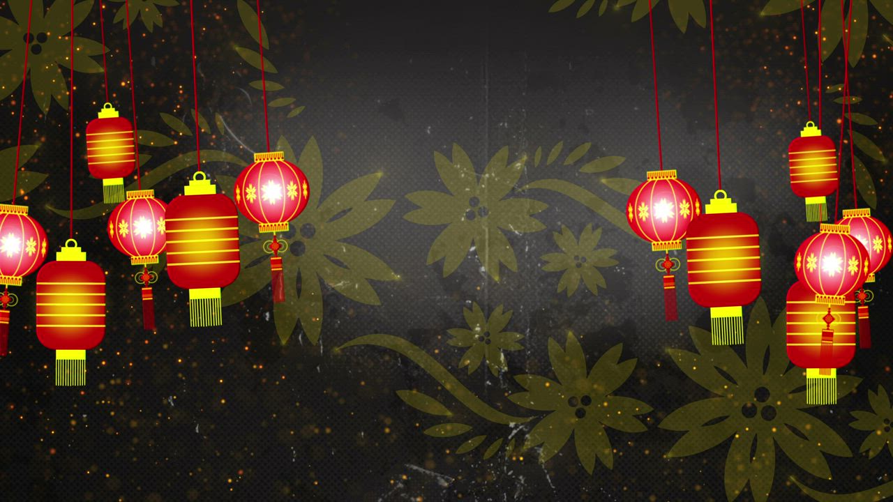 Chinese Lantern Lights, 2D animation - Free Stock Video