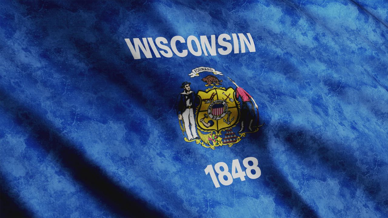 Wisconsin State flag from USA - Free Stock Video
