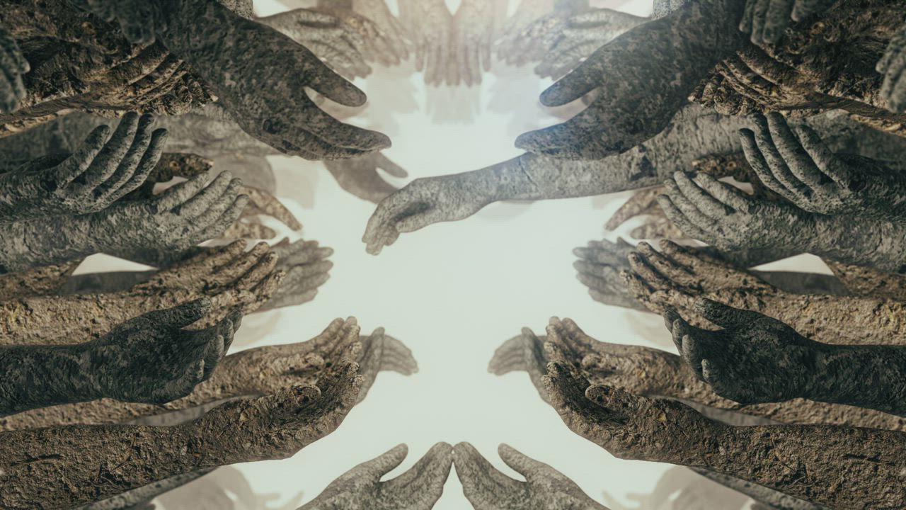 Stone Hands Tunnel, 3D render - Free Stock Video