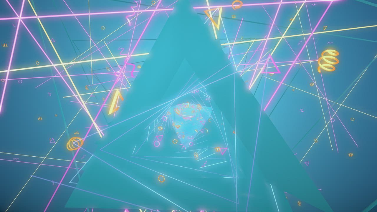 Triangular tunnel with shapes and glowing lights - Free Stock Video