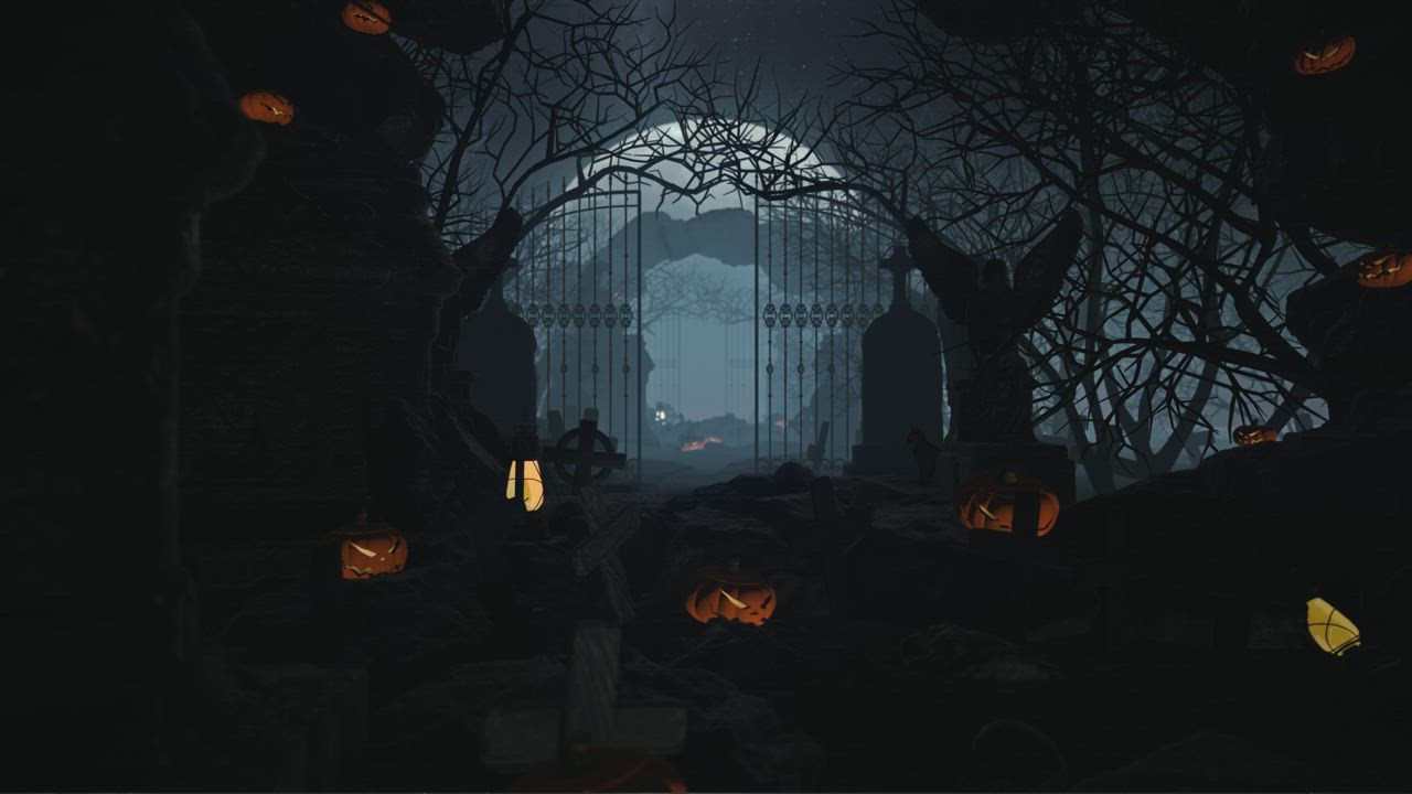 Walking a graveyard at night, 3D render - Free Stock Video