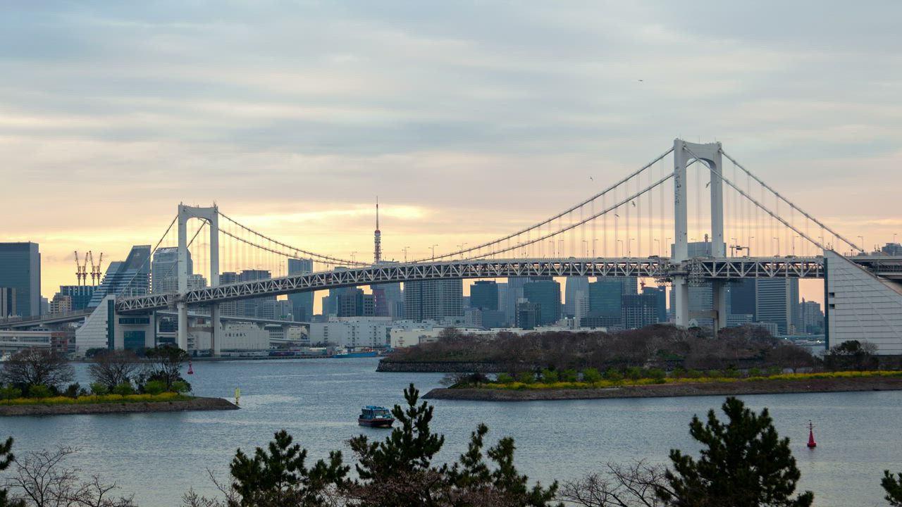 Tokyo bridge and river time lapse - Free Stock Video