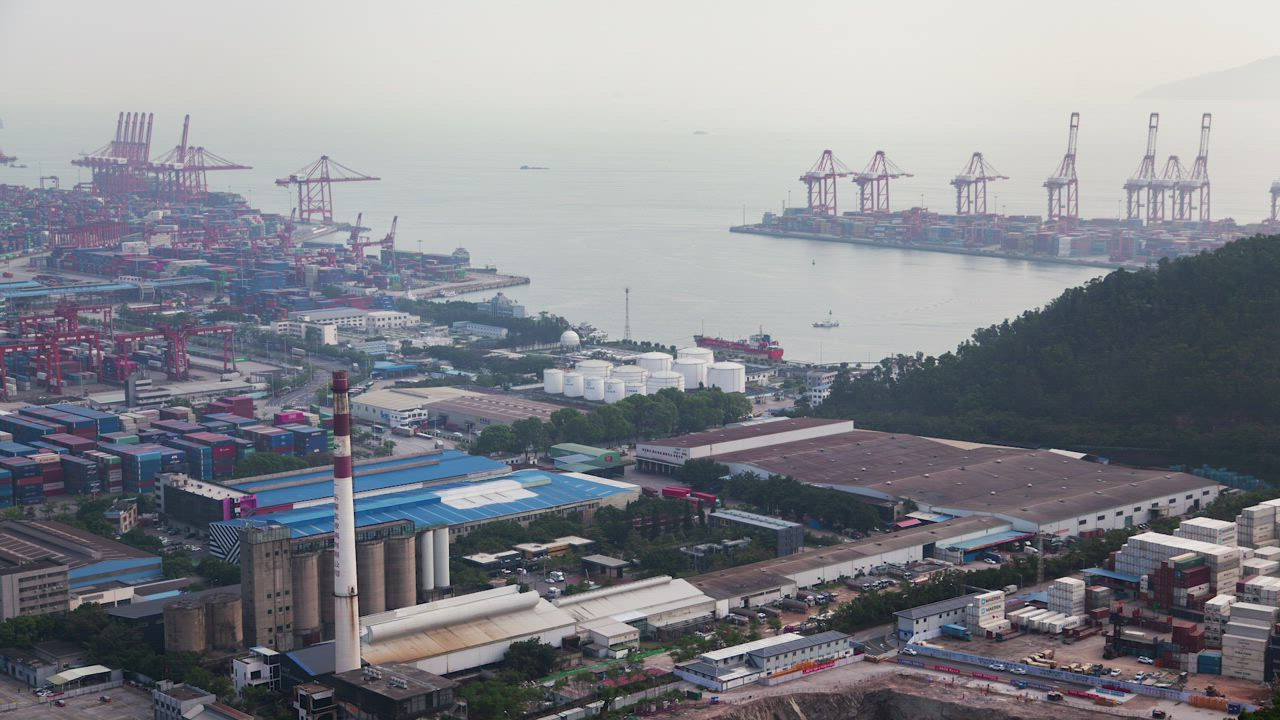 Industrial landscape of trading port in Shenzhen - Free Stock Video