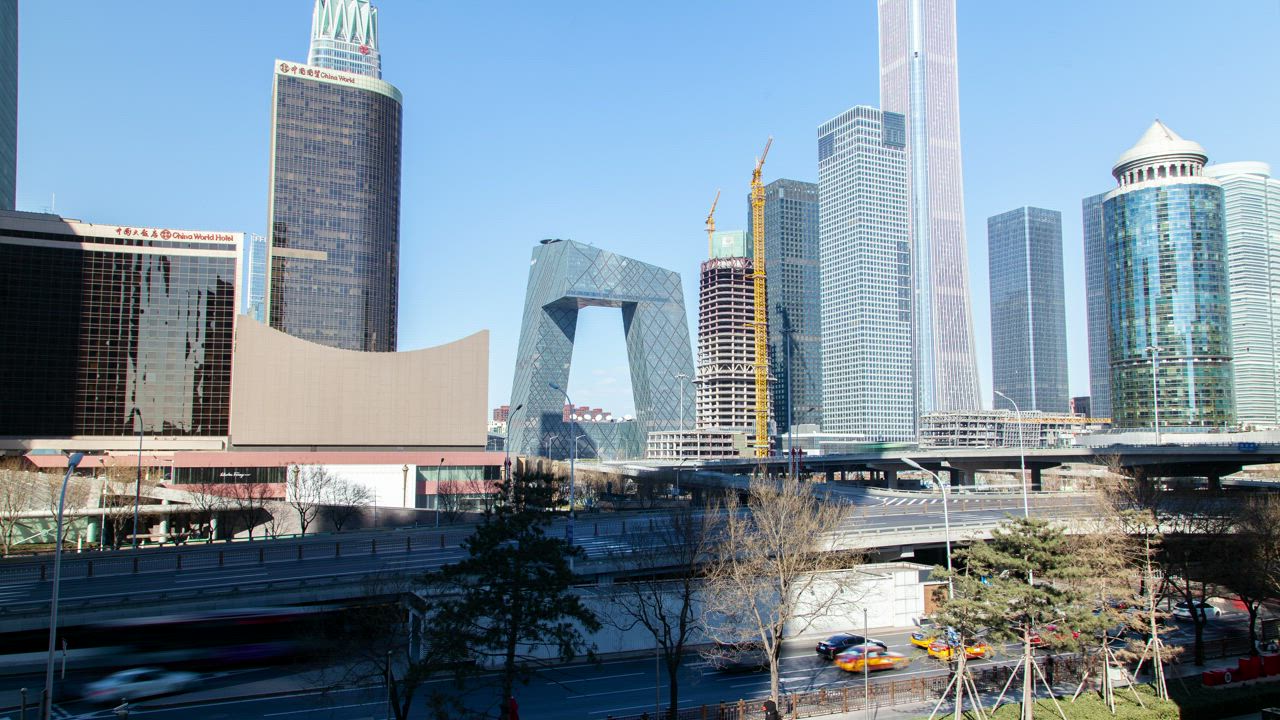 Beijing business district skyline time lapse - Free Stock Video