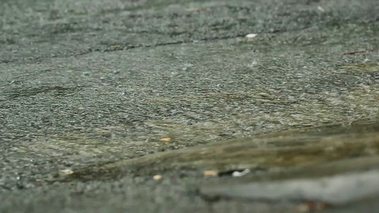 Heavy rain on a road surface - Free Stock Video