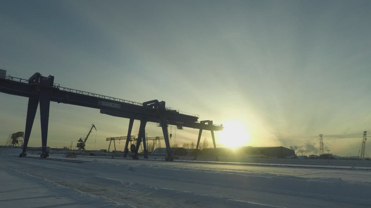 Winter snowfall across a port - Free Stock Video