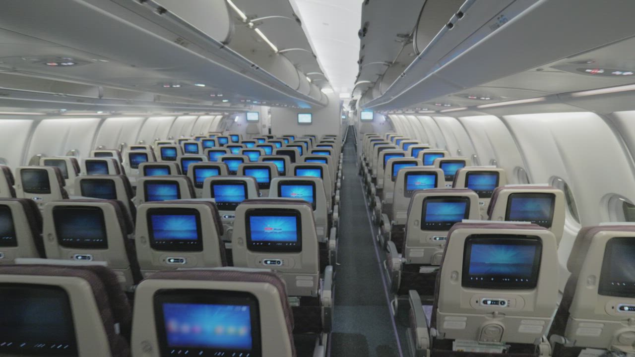 Inside a modern passenger plane - Free Stock Video