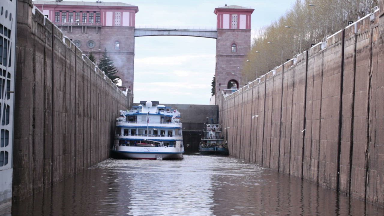 Boat in a Lock - Free Stock Video