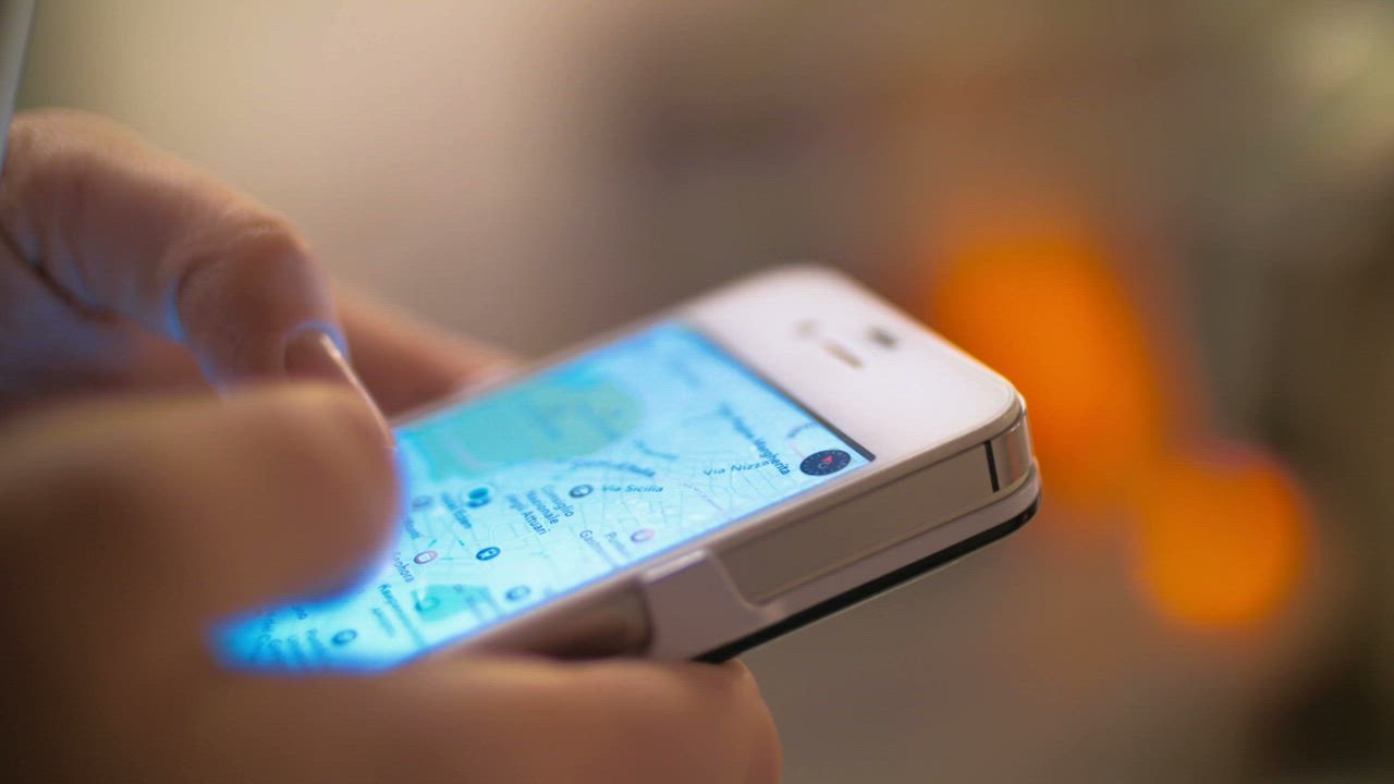 Using GPS on a smartphone - Free Stock Video