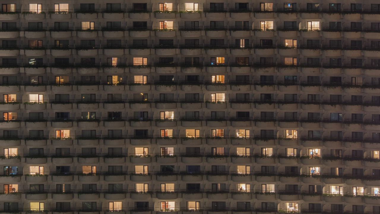 Lights across a building in China - Free Stock Video