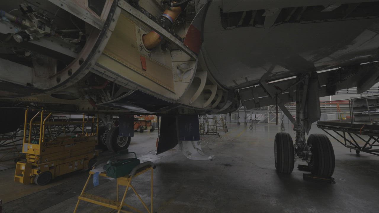 Large aircraft in maintenance - Free Stock Video