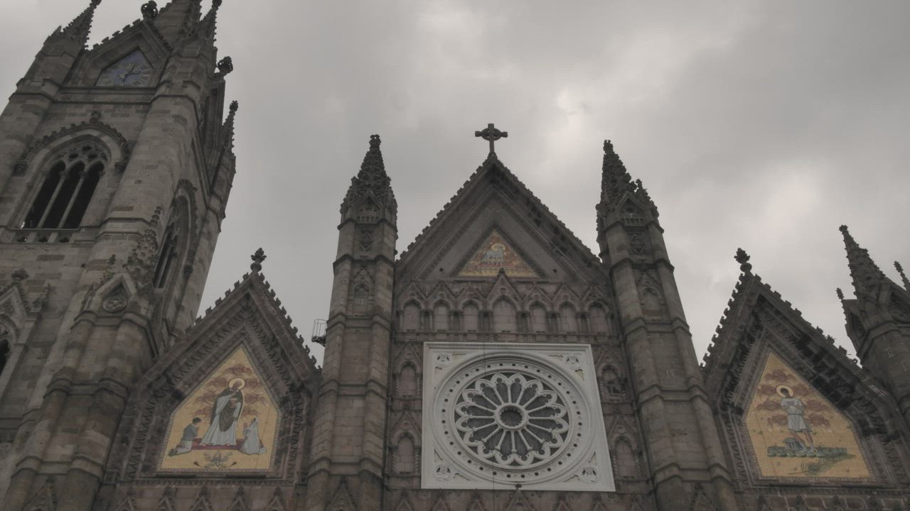 Old cathedral, looking closely at the top - Free Stock Video