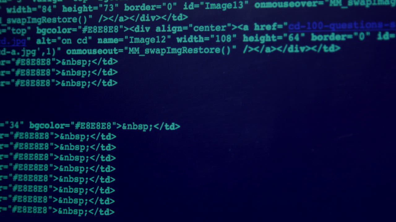 HTML scrolling on a blue screen - Free Stock Video