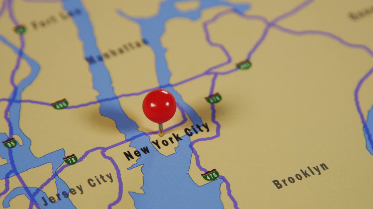 New York marked on a map - Free Stock Video