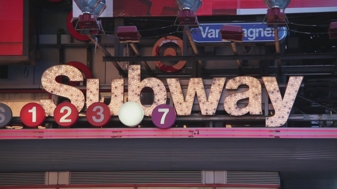 Neon subway sign with numbers - Free Stock Video