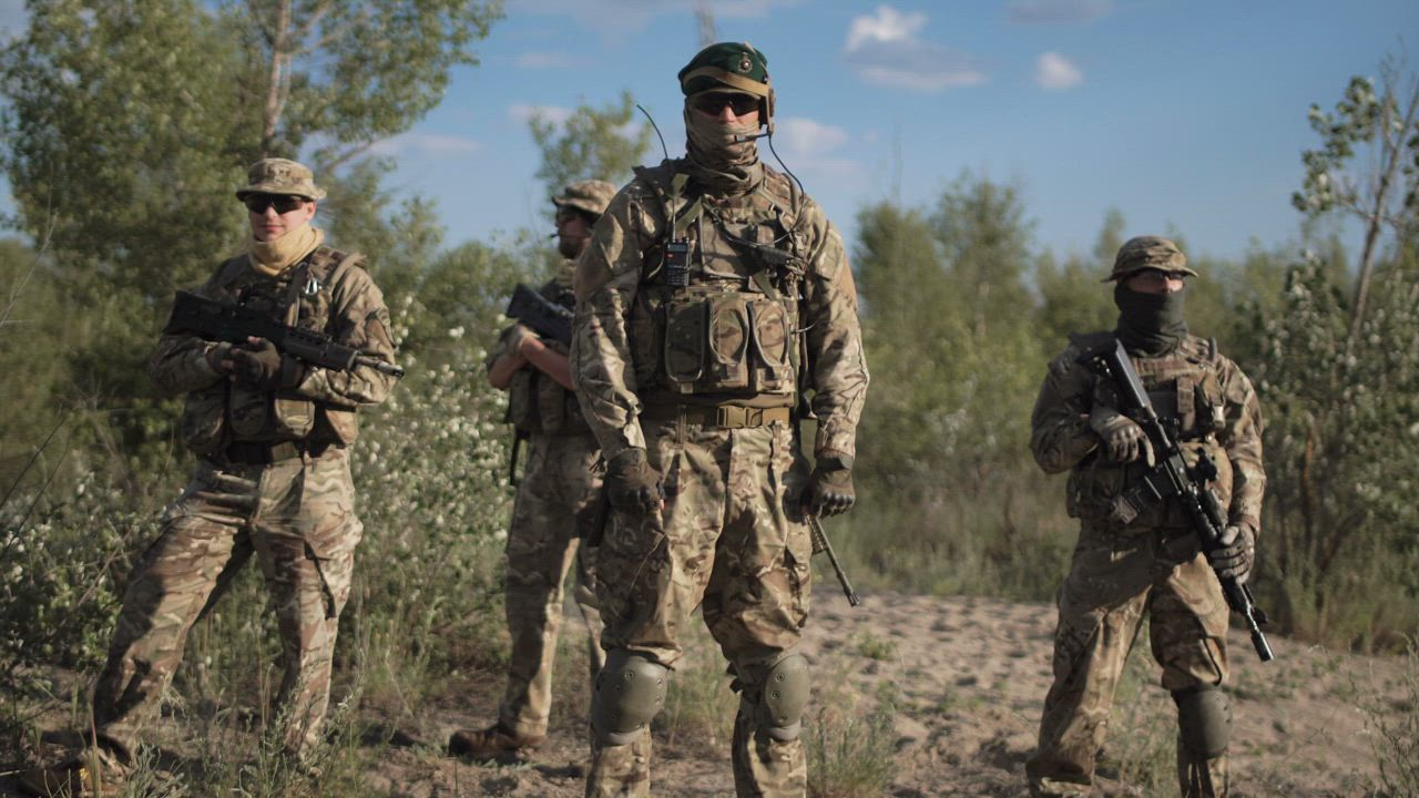 Soldiers posing in nature - Free Stock Video