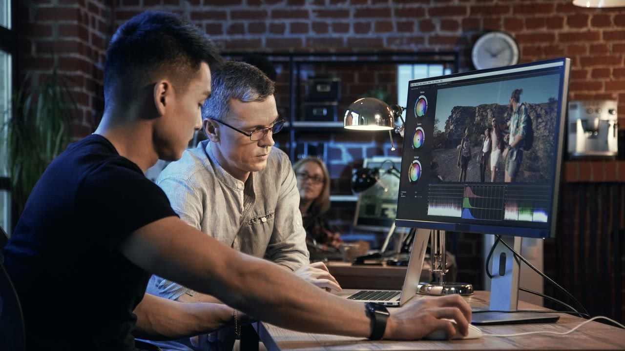Men working on video editing - Free Stock Video