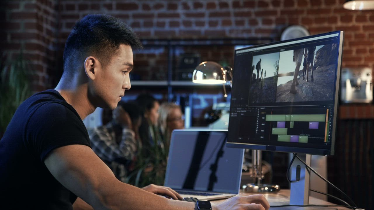 Man editing video in the computer - Free Stock Video