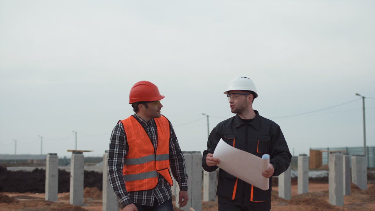 Workers conversation on a construction site - Free Stock Video