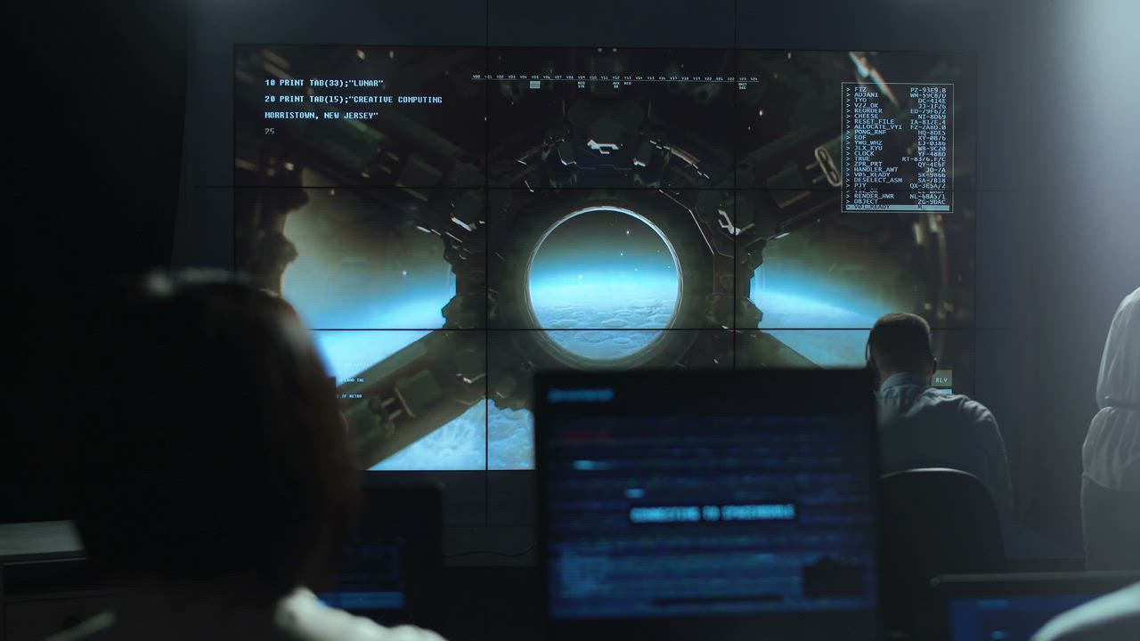 The mission control center of a space ship - Free Stock Video