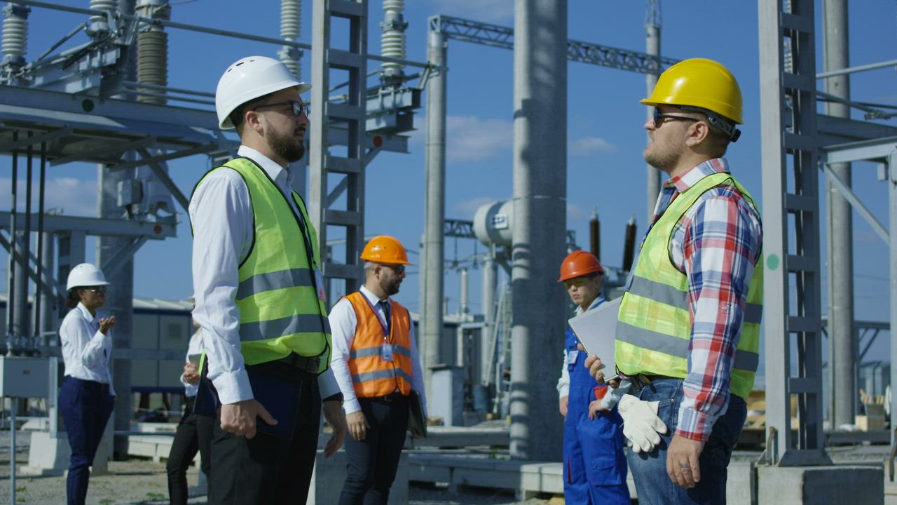Electrical workers in power plant - Free Stock Video