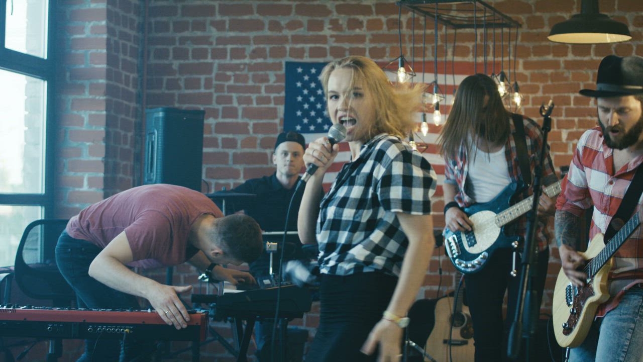 An energetic band performing - Free Stock Video