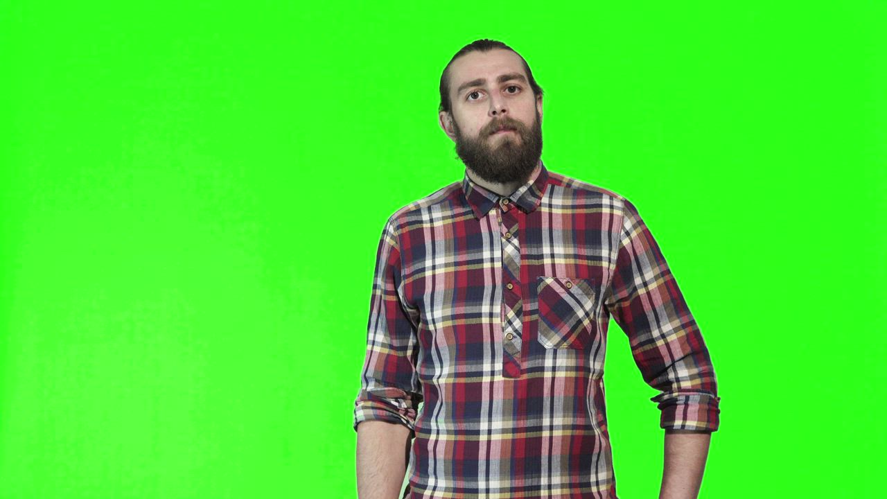 Surprised man and a green screen - Free Stock Video